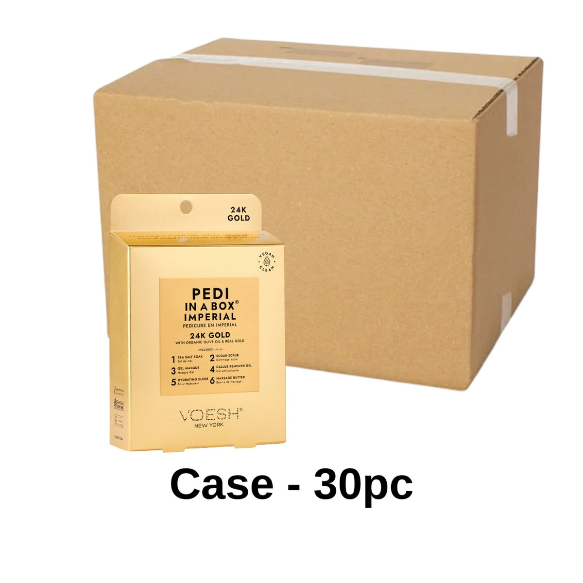 * (Case 30pc) Pedi in a Box Imperial 6 Steps 24K Gold – Lunali Nail Supply